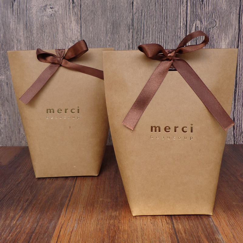 Merci Thank You Gift Carton Baking Jewelry Carton Paper Bag With Bow ...