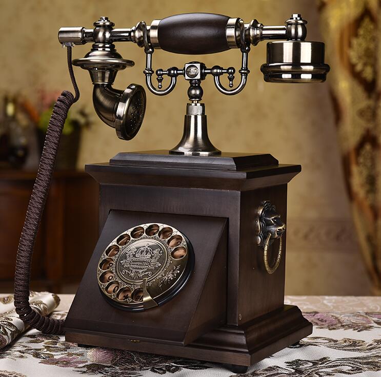 Solid Wood Turntable Retro Telephone Landline European Antique ...